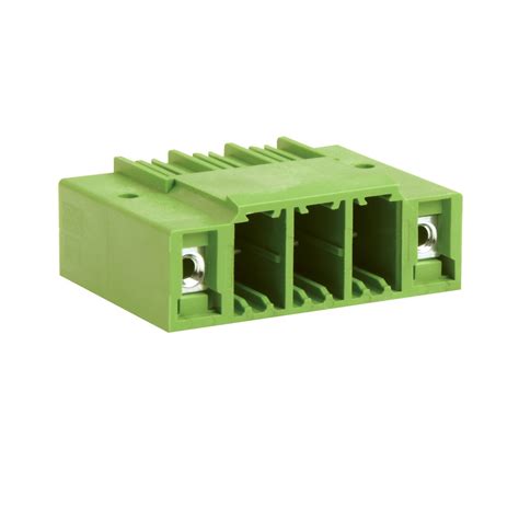 3 Position 41 Amp Pcb Horizontal Header With Threaded Flange For Use With Pluggable Terminal