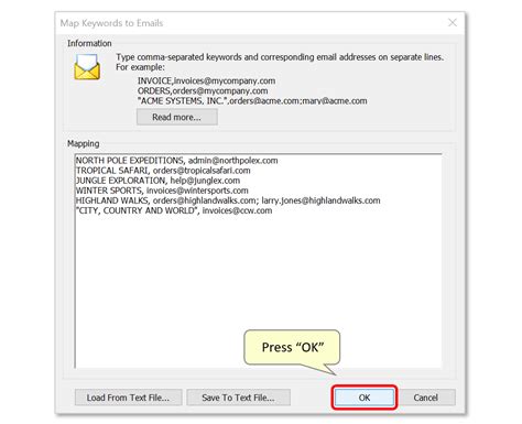 Using A Keywords To Emails Mapping Table To Send Emails