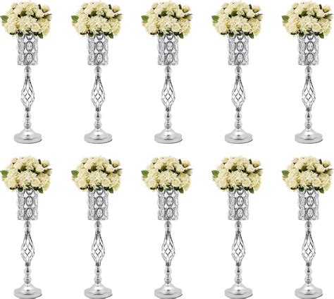 Wedding Centerpieces For Tables Metal Silver Vase 10 Pcs