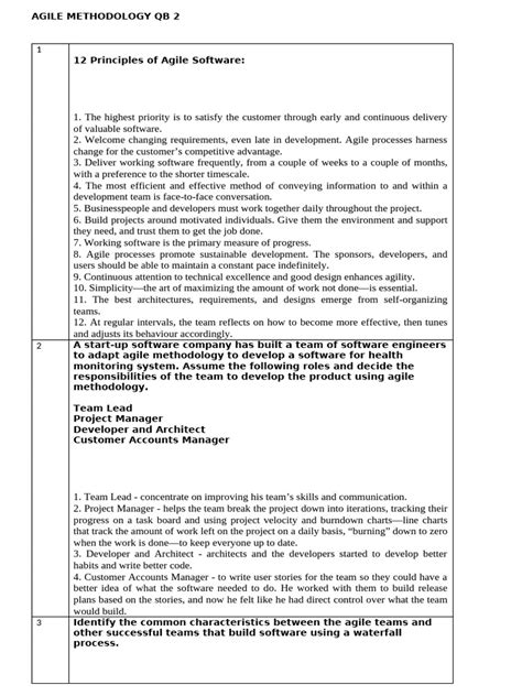 Agile Methodology Qb 2 Pdf Scrum Software Development Agile
