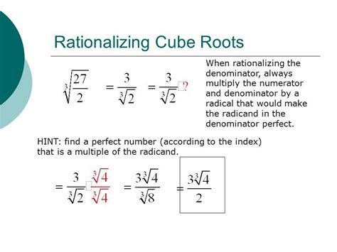 Simplifying Fractions A Rationalizing The Denominator Worksheet With