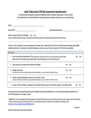 2014 2026 Form Ca Ctca Adult Tuberculosis Tb Risk Assessment