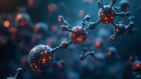 Glowing Molecular Structure In A Futuristic Blue Environment Stock