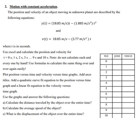 Solved Motion With Constant Acceleration The Position Chegg