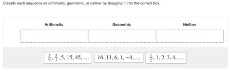 Classify Each Sequence As Arithmetic Geometric Or Neither By Dragging