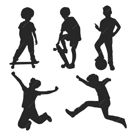 손으로 그린 소년 실루엣 무료 벡터