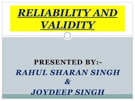 Validity And Reliability Ppt