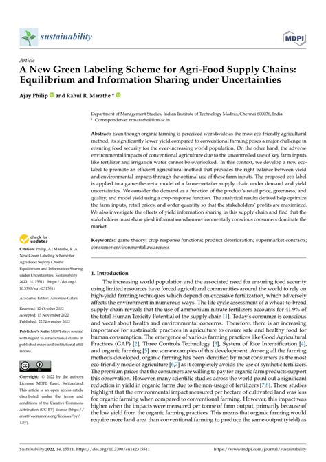 Pdf A New Green Labeling Scheme For Agri Food Supply Chains