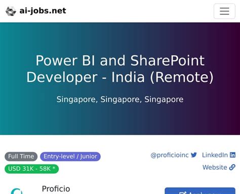 Hiring Power Bi And Sharepoint Developer India Remote In Singapore Singapore Singapore