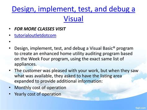Ppt Design Implement Test And Debug A Visualtutorialoutlet Powerpoint Presentation Id7592375