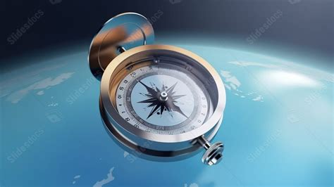 3d Webpage Render Of A Compass With Cloud Isolation Blue Powerpoint