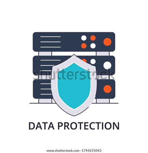 Concept Data Protection Flat Line Design Stock Vector Royalty Free