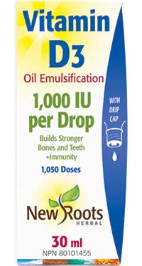New Roots Vitamin D3 Oil Emulsification 1000iu 30ml 628747201711