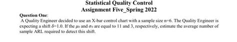 Solved Statistical Quality Control Assignment Fivespring
