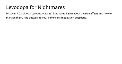 Levodopa For Nightmares Medsis