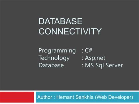 Database Connectivity To Sql Server