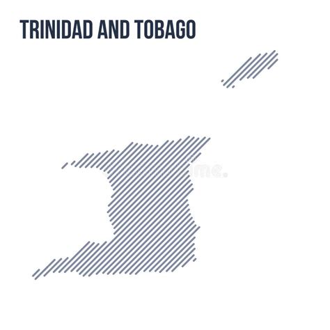 Vector Abstract Hatched Map Of Trinidad And Tobago With Oblique Lines Isolated On A White