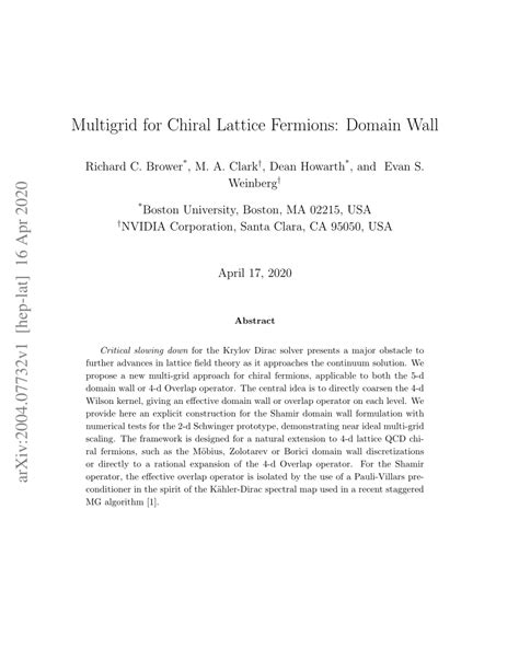 Pdf Multigrid For Chiral Lattice Fermions Domain Wall