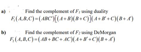 Solved A Find The Complement Of F Using Duality Chegg Com