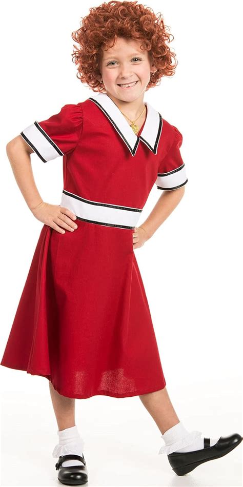 Deluxe Little Orphan Annie Costume Dress Complete With Wig