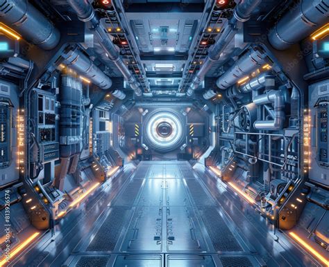 A Highly Detailed Render Of A Futuristic Sci Fi Spaceship Engine Room Stock Illustration Adobe