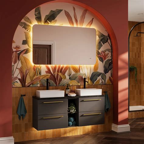 Arcane Curve Illuminated Frame Bathroom Mirror Brushed Brass Get My Taps