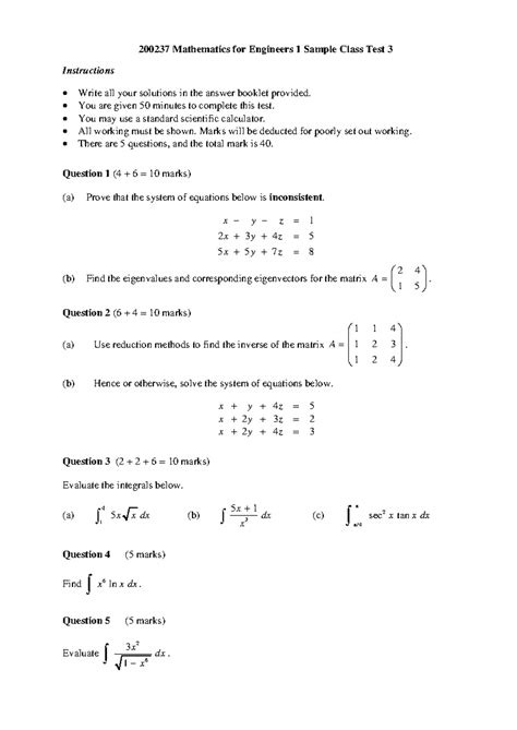 Sample Class Test You Are Given Minutes To Complete This Test You May Use A Standard