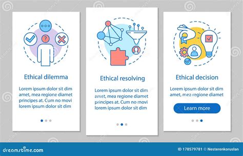 Ethical Resolving Onboarding Mobile App Page Screen Vector Template Stock Vector Illustration
