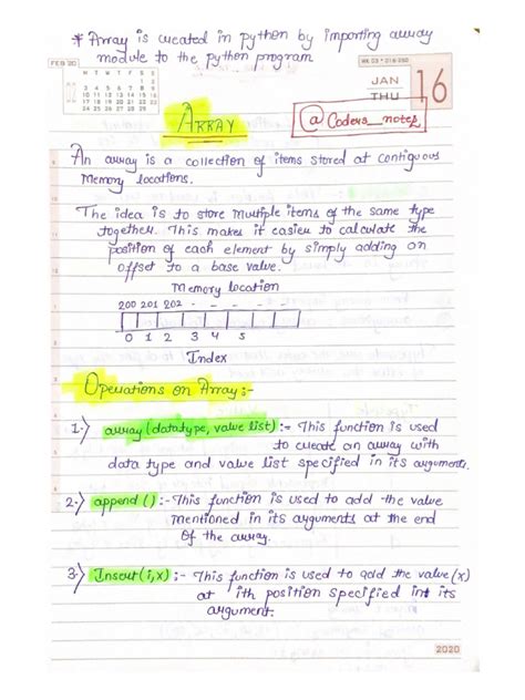 Array Notes Pdf