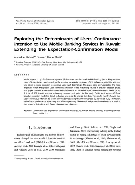 Pdf Exploring The Determinants Of Users Continuance Intention To Use Mobile Banking Services