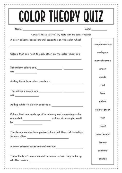 Elements Of Art Quiz Worksheet Artofit