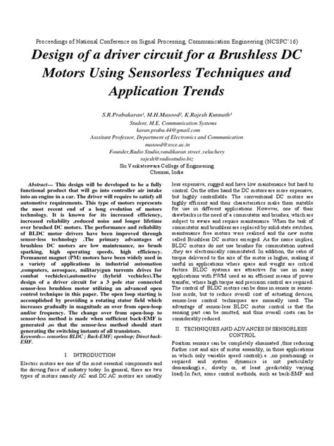 Sensorless Bldc Driver Circuit Svce 212714403012 Pdf Pdf Mosfet