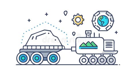 Planetary Mining Vehicle Icon Space Resource Extraction Lunar Exploration Vector Design
