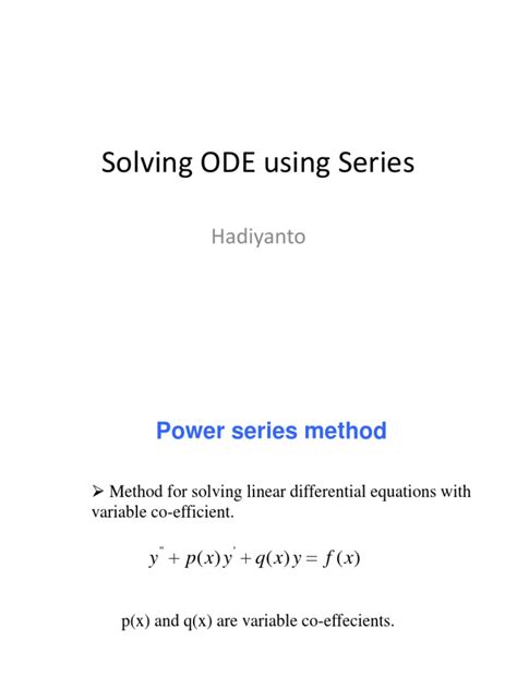 Solving Ode Using Series Pdf Power Series Analytic Function