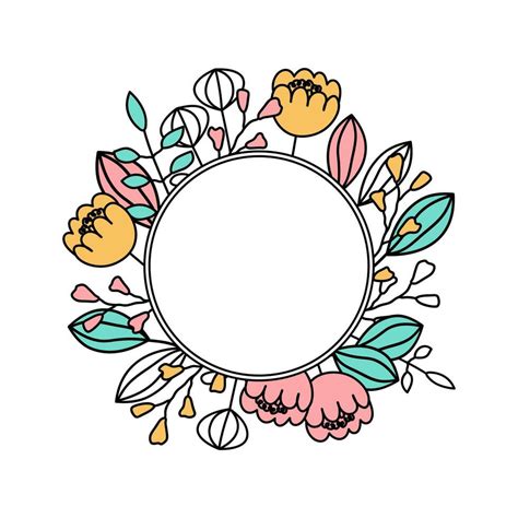 Floral Frame For Text On Isolated Background Round Border With