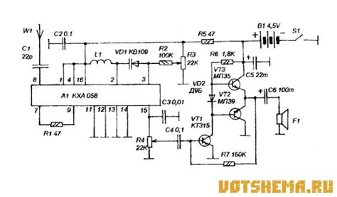 УКВ ЧМ приемник на микросхеме КХА058 Вот схема Электронные схемы