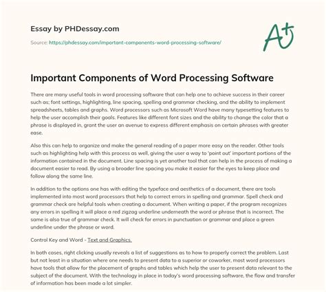 Important Components Of Word Processing Software Words PHDessay Com