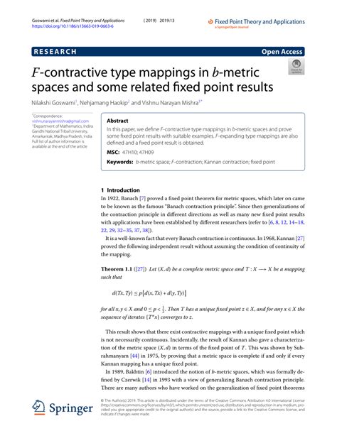 Pdf F Contractive Type Mappings In B Metric Spaces And Some Related Fixed Point Results