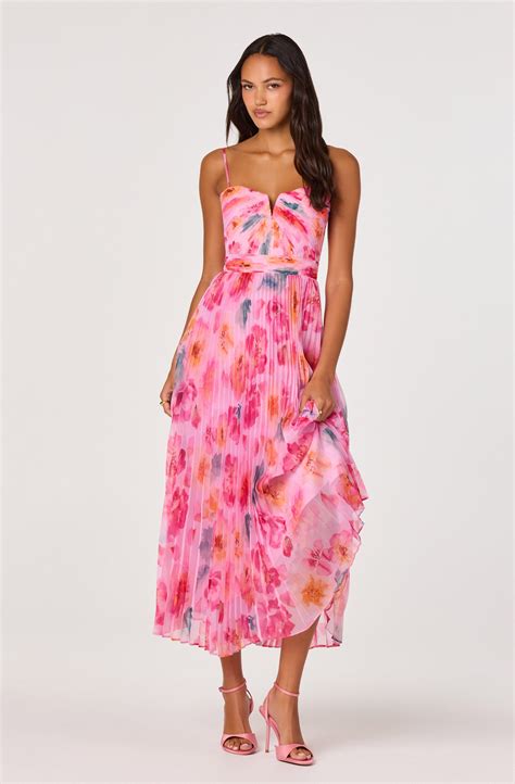 Bayley Floral Pleated Maxi Dress Astr The Label