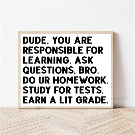 Classroom Rules Poster Math Wall Art Middle High School Sign Science