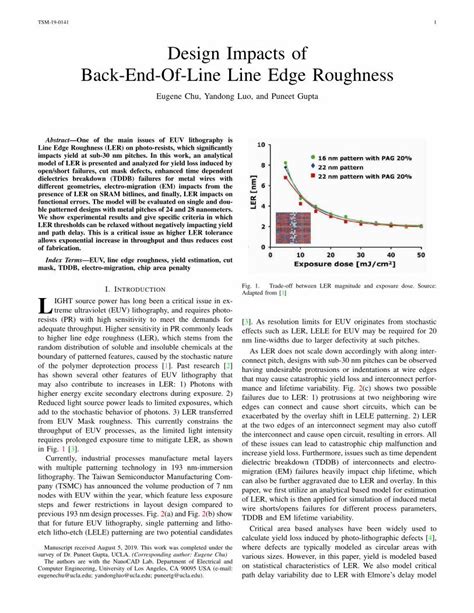 Pdf Design Impacts Of Back End Of Line Line Edge Roughnessetch Litho Pdf Design Impacts Of Back End Of Line Line Edge Roughnessetch Litho