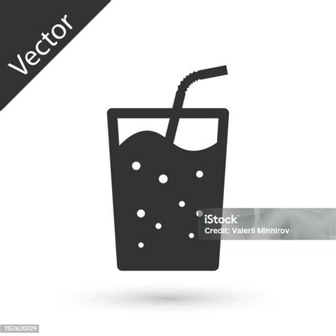 흰색 배경에 고립 된 물 아이콘 회색 유리 빨 대를 마시는 탄산 음료 유리 신선한 차가운 음료 기호입니다 벡터 일러스트 0명에 대한 스톡 벡터 아트 및 기타 이미지 Istock