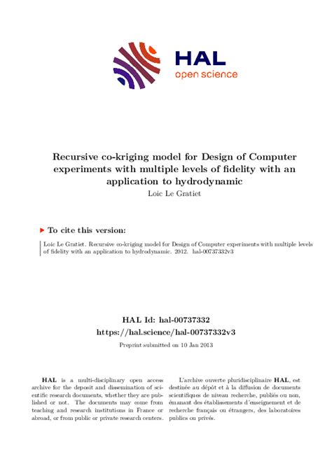 Pdf Recursive Co Kriging Model For Design Of Computer Experiments With Multiple Levels Of