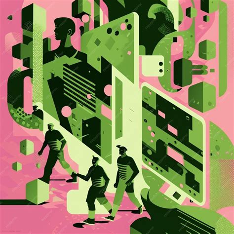 Premium Ai Image Illustration Of A Group Of People Walking Around A
