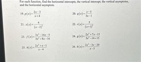 solved for each function find the horizontal intercepts