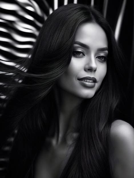 Premium Photo Brunette Woman Long Straight Hair