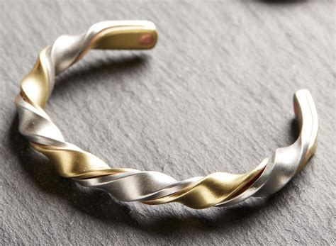 Mixed Metal Twist Cuff Bracelets In Bronze Silver Nugold Brass Etsy