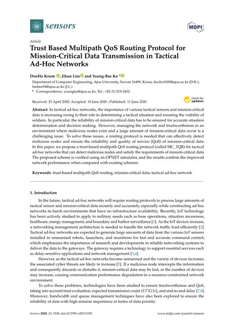 Pdf Trust Based Multipath Qos Routing Protocol For Mission Critical