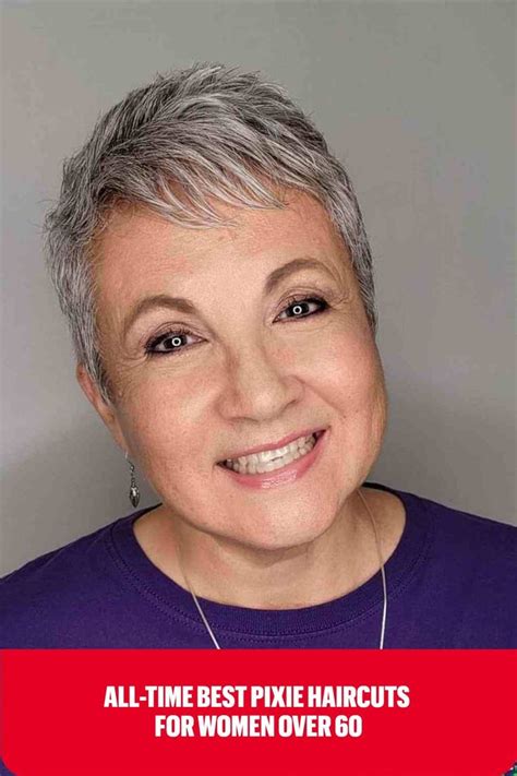 Silver Pixie With Choppy Bangs For Women 60 And Over Short Hair Pixie