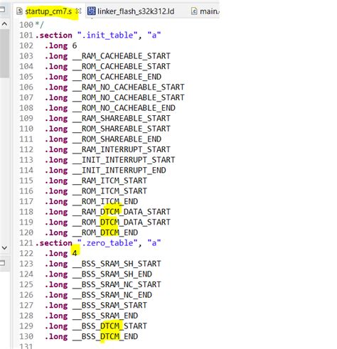 Example S32k312 Placing Variables In Dctm And Code In Ictm Ds35 Rtd300